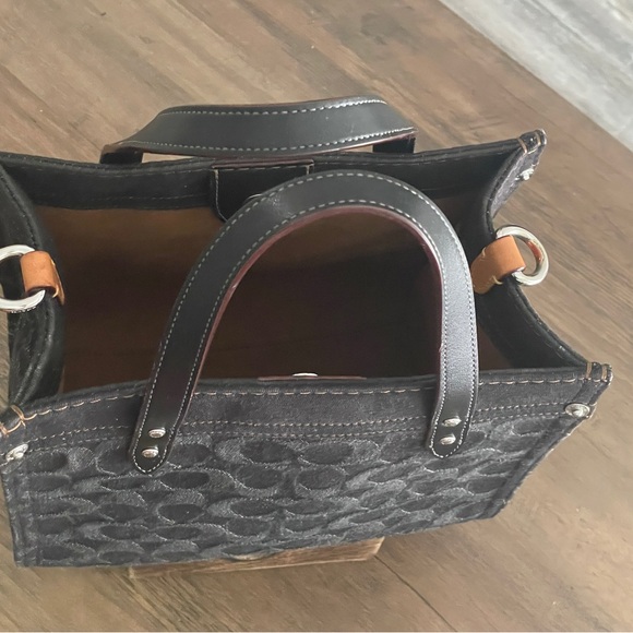 Coach | Bags | Coach Black Signature Denim Tote Bag | Poshmark